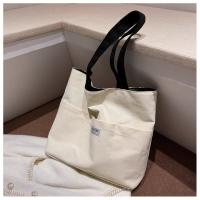 China Women's Washable Canvas Tote Bag with PU Leather Handle Open Closure and Durable for sale