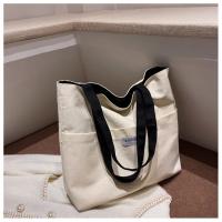 China Women's Washable Canvas Tote Bag with PU Leather Handle Open Closure and Durable for sale