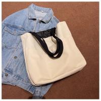 China Women's Washable Canvas Tote Bag with PU Leather Handle Open Closure and Durable for sale