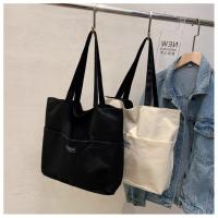 China Women's Washable Canvas Tote Bag with PU Leather Handle Open Closure and Durable for sale