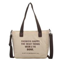 China Custom Logo Letter Cotton Canvas Tote Bag With Polyester Lining and Large Capacity for sale