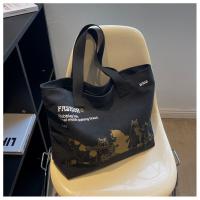 China Custom Size Polyester Lined Fashion Canvas Shopper Bag for Women Shopping for sale