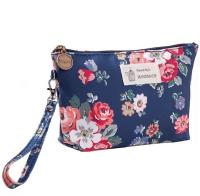 China Flower Print Zipper Pouch Cute Floral Makeup Bag for Organizing Beauty Essentials for sale