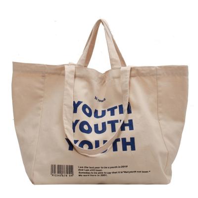 China Open Closure Thickened Recyclable Plain Cotton Canvas Shopping Tote Bag With Custom Printed Logo for sale