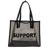China Customized Logo Pvc Zipper Bag for Party Black Pvc Tote Shopping Bag for sale