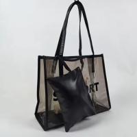 China Customized Logo Pvc Zipper Bag for Party Black Pvc Tote Shopping Bag for sale