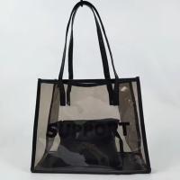 China Customized Logo Pvc Zipper Bag for Party Black Pvc Tote Shopping Bag for sale