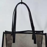 China Customized Logo Pvc Zipper Bag for Party Black Pvc Tote Shopping Bag for sale