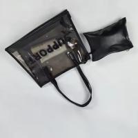 China Customized Logo Pvc Zipper Bag for Party Black Pvc Tote Shopping Bag for sale