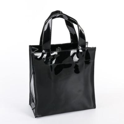 China Custom Fashionable Print Design Glossy Mirror Tote Handle Shopping Bag With Logo Waterproof PVC Tote Bag for sale