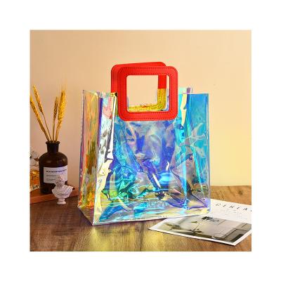 China Travel and Outgoing Laser Holographic Iridescent Pvc Shoulder Beach Tote Bag for Custom Logo for sale