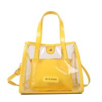 China Nylon Lining Acceptable OEM/ODM Clear Pvc Tote Shopping Bags with Colored Handle for sale