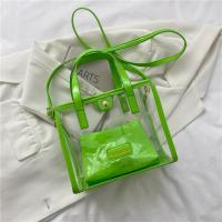 China Nylon Lining Acceptable OEM/ODM Clear Pvc Tote Shopping Bags with Colored Handle for sale