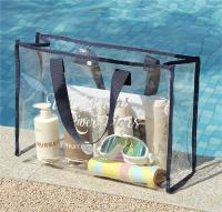 China Custom Logo Accepted Transparent Handbags for Beach Stand Up Clear Pvc Tote Bag for sale