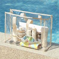 China Custom Logo Accepted Transparent Handbags for Beach Stand Up Clear Pvc Tote Bag for sale