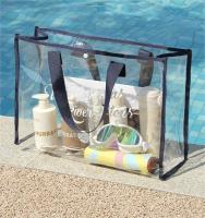 China Custom Logo Accepted Transparent Handbags for Beach Stand Up Clear Pvc Tote Bag for sale