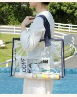 China Custom Logo Accepted Transparent Handbags for Beach Stand Up Clear Pvc Tote Bag for sale