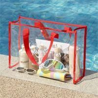 China Custom Logo Accepted Transparent Handbags for Beach Stand Up Clear Pvc Tote Bag for sale