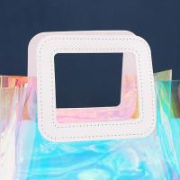 China Customized Color PVC Shopping Bag Luxury Waterproof Holographic Clear Tote for Women for sale