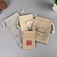 China Cartoon Pattern Custom Diy Environmental Protection Hemp Fashion Linen Drawstring Bag for sale