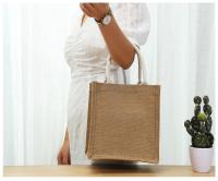 China Fashion Women's Linen Handbag Reusable Travel Handle Tote Jute Bag for Gift Shopping for sale