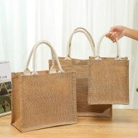 China Fashion Women's Linen Handbag Reusable Travel Handle Tote Jute Bag for Gift Shopping for sale