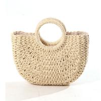 China Medium Size Straw Beach Tote Bag with Bali Fashion Print and Cartoon Pattern Design for sale