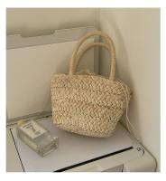 China Handled Style Fashion Women's Large Capacity Beach Straw Handbag Woven Knitted Crochet Tote Polyester for sale
