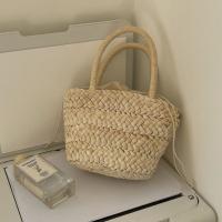 China Handled Style Fashion Women's Large Capacity Beach Straw Handbag Woven Knitted Crochet Tote Polyester for sale