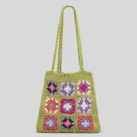 China OEM/ODM Acceptable Crochet Women Shoulder Bags Granny Square Tote Bag Knitted Handbags for sale