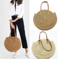 China Crochet Handbag Women Large Summer Round Customized Color Moroccan Paper Sea Beach Tote Straw Bag for sale