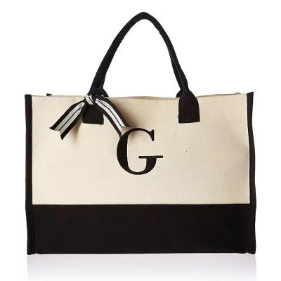 China Printable Shipping Monogrammed Gift Tote Bag for Women Customized Canvas Beach Bag for sale