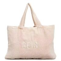 China Women Towel Tote Bag Custom Embroidered Large Pink Terry Cloth Carry Shopping Beach Bag for sale