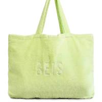 China Women Towel Tote Bag Custom Embroidered Large Pink Terry Cloth Carry Shopping Beach Bag for sale