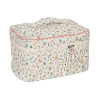 China Lightweight Blue Gingham Makeup Pouch for Women Cute Travel Small Floral Cosmetic Bag for sale
