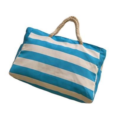 China 2024 Waterproof Shopping Bag for Women Universal Blue Striped Design Customized Color for sale