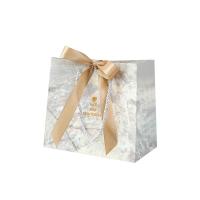 China Customized Color Cardboard Shopping Paper Bags With Ribbon Handle For Clothing Shoes for sale