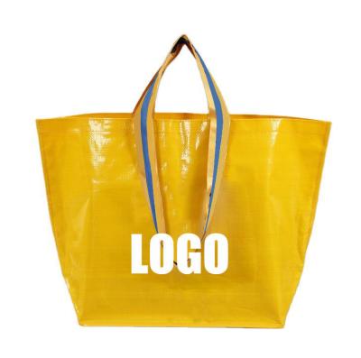 China Custom Logos Medium Size Reusable Waterproof Pp Woven Laminated Shopping Tote Bags for sale