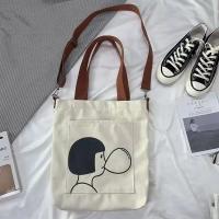 China Soft-loop Style Custom Printed Eco Friendly Recycled Large Canvas Grocery Shopping Strap Tote Bag for sale