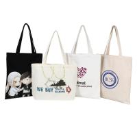 China Custom Logo Printed Natural Semi White Cotton Canvas Drawstring Tote Bag for Shopping for sale