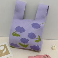 China Fashion Luxury Flower Pattern Mini Purse Women Handbag Shopping Cute Knitted Tote Bag for sale