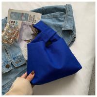 China Custom Print Logo Canvas Handbag with Toggle Closure Plain Small Square Wrist Bag for sale