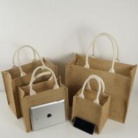 China Jute Tote Bag for Wedding Natural Burlap Linen Canvas Shopping Bag for sale