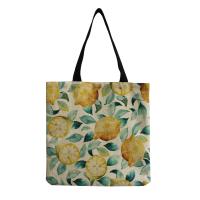 China Customisable Canvas Fashion Fruit Print Shoulder Tote Reusable Fabric Shopping Bag OEM for sale