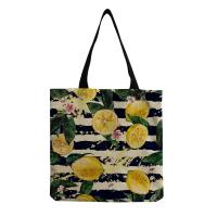 China Customisable Canvas Fashion Fruit Print Shoulder Tote Reusable Fabric Shopping Bag OEM for sale
