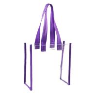 China Plastic Tote Shopping Bag Shoulder Pvc Beach Hand Bag With Logo Zipper For Merchandise for sale