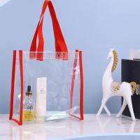 China Plastic Tote Shopping Bag Shoulder Pvc Beach Hand Bag With Logo Zipper For Merchandise for sale