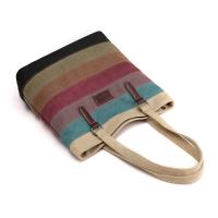 China Vintage Stripe Colour Block Tote Bag for Custom Shopping and Travelling Requirements for sale
