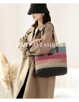China Vintage Stripe Colour Block Tote Bag for Custom Shopping and Travelling Requirements for sale