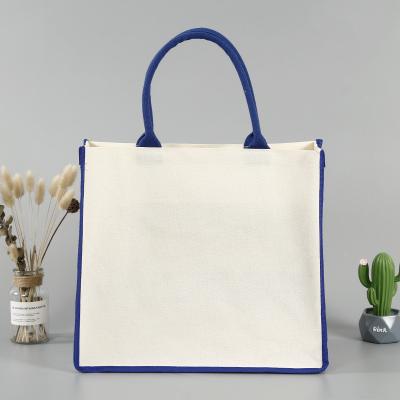 China Customized Tote Bag Blank Square Bottom Cotton Canvas Shopping Handbag for Advertising for sale